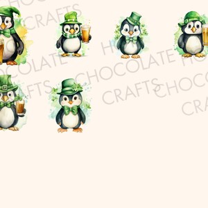 18 St Patricks Day Penguins Watercolor Clipart Sublimation Bundle PNG ...