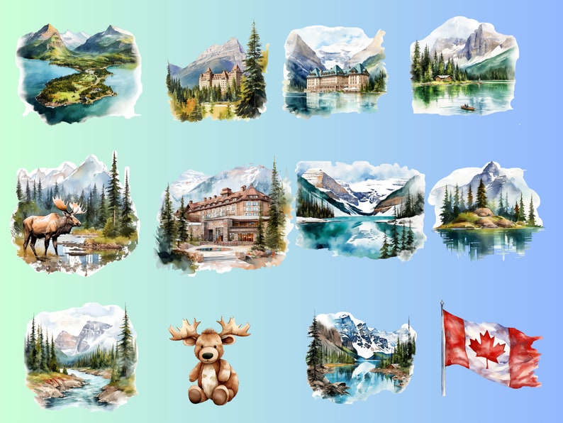 22 Canadian Rockies Banff National Park Jasper Travel Watercolor ...