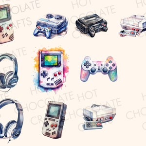 35 Video Game Watercolor Clipart Sublimation Bundle PNG Commercial Use ...