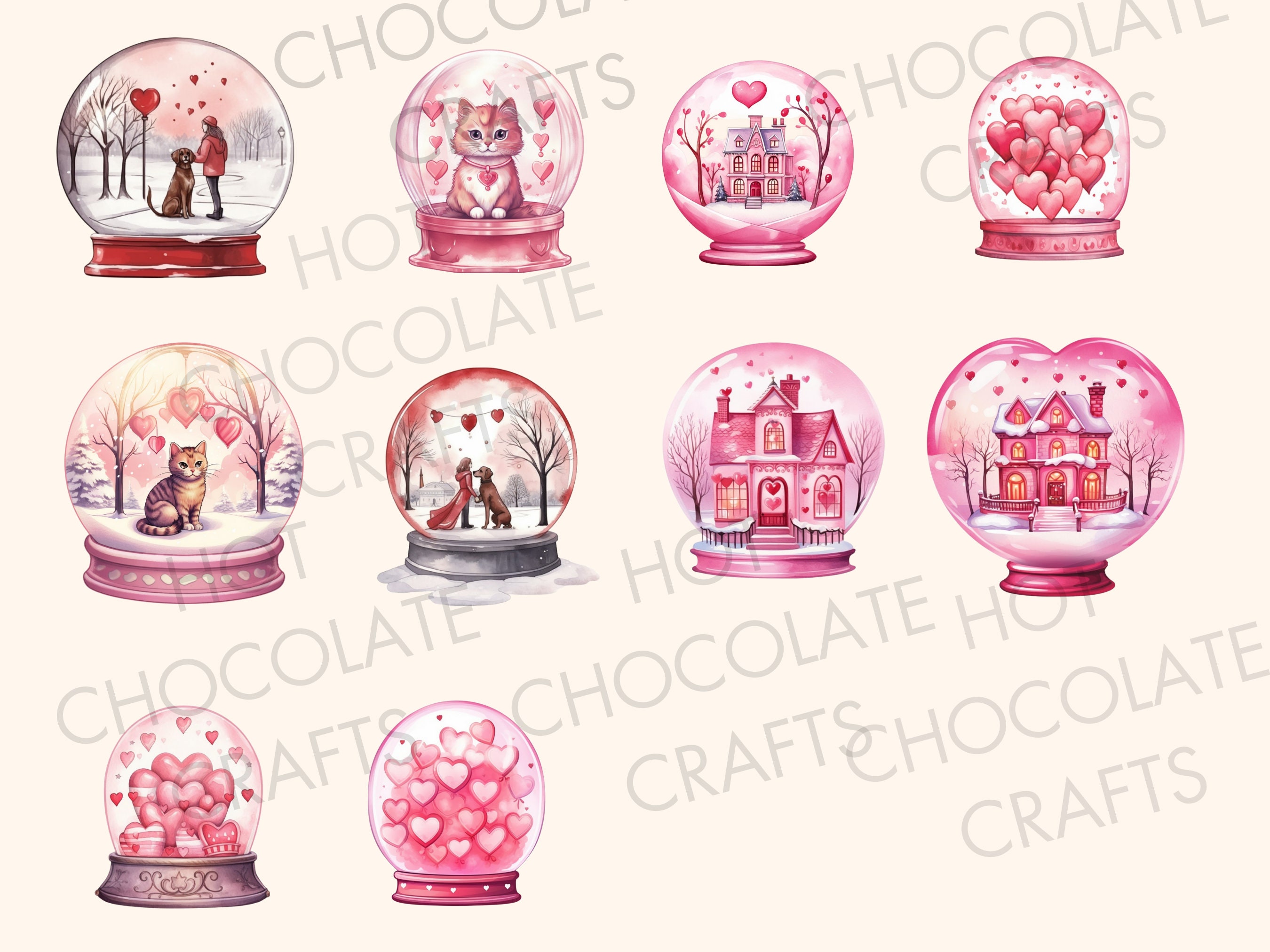 22 Snow Globe Valentine's Day Clipart PNG Sublimation Bundle Commercial ...