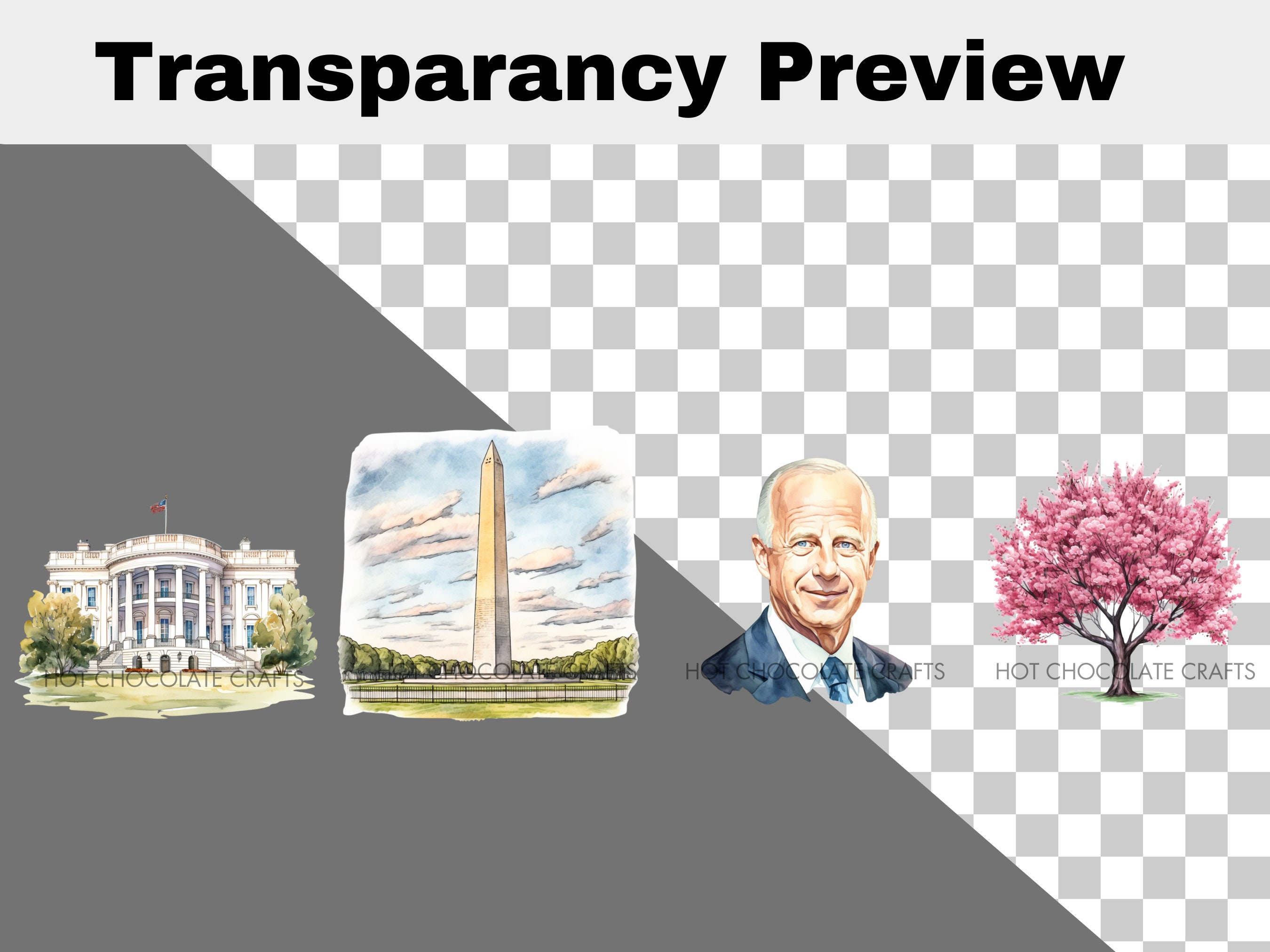 21 Washington DC Travel Watercolor Clipart Sublimation Design Elements ...