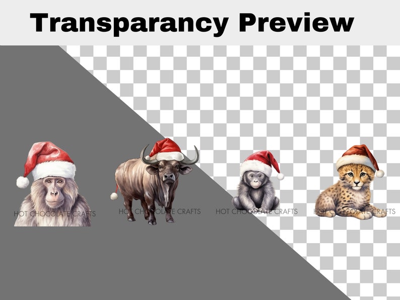 45 Christmas Safari Watercolor Clipart PNG Sublimation Bundle ...