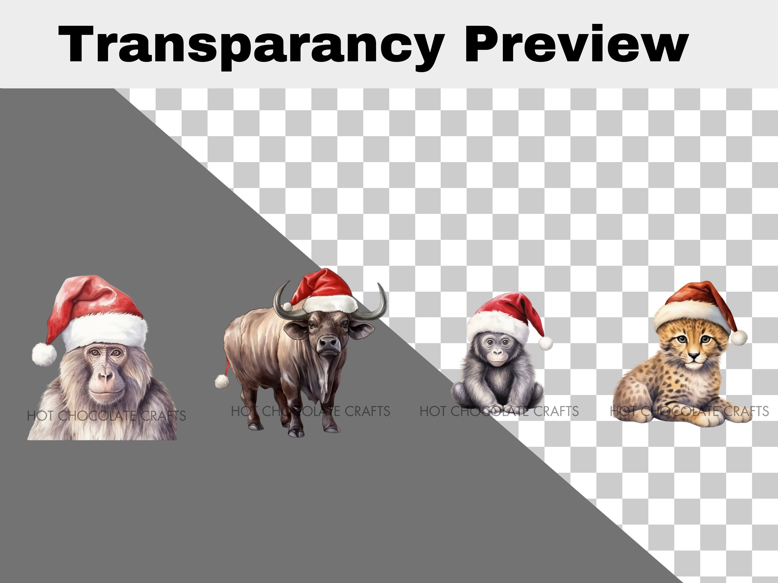 45 Christmas Safari Watercolor Clipart PNG Sublimation Bundle ...