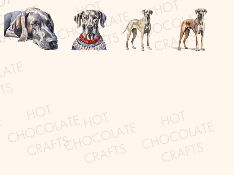 28 Great Danes Watercolor Clipart PNG Sublimation Bundle Commercial Use ...