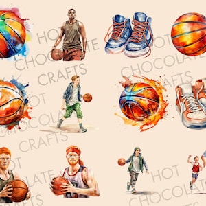 28 Basketball Watercolor Clipart PNG Sublimation Bundle Commercial Use ...