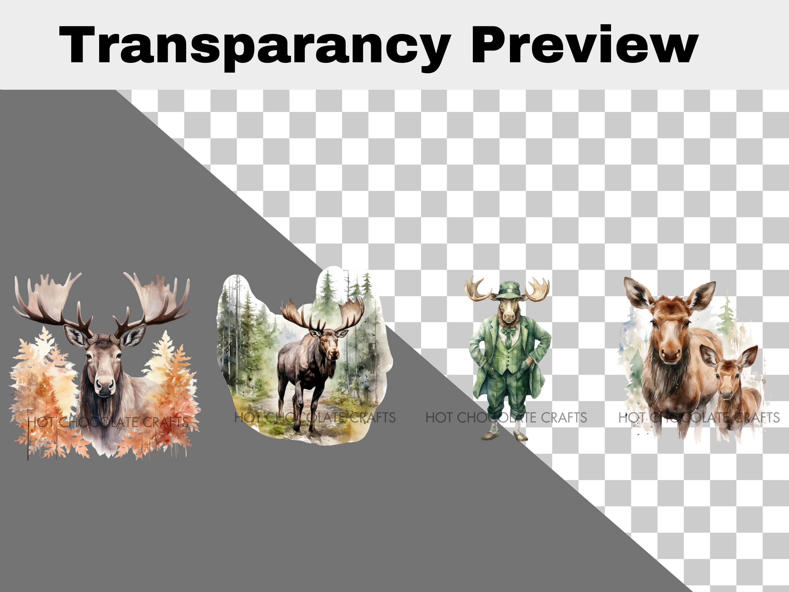 24 Moose Clipart Sublimation Bundle PNG Commercial Use Graphics Clip ...