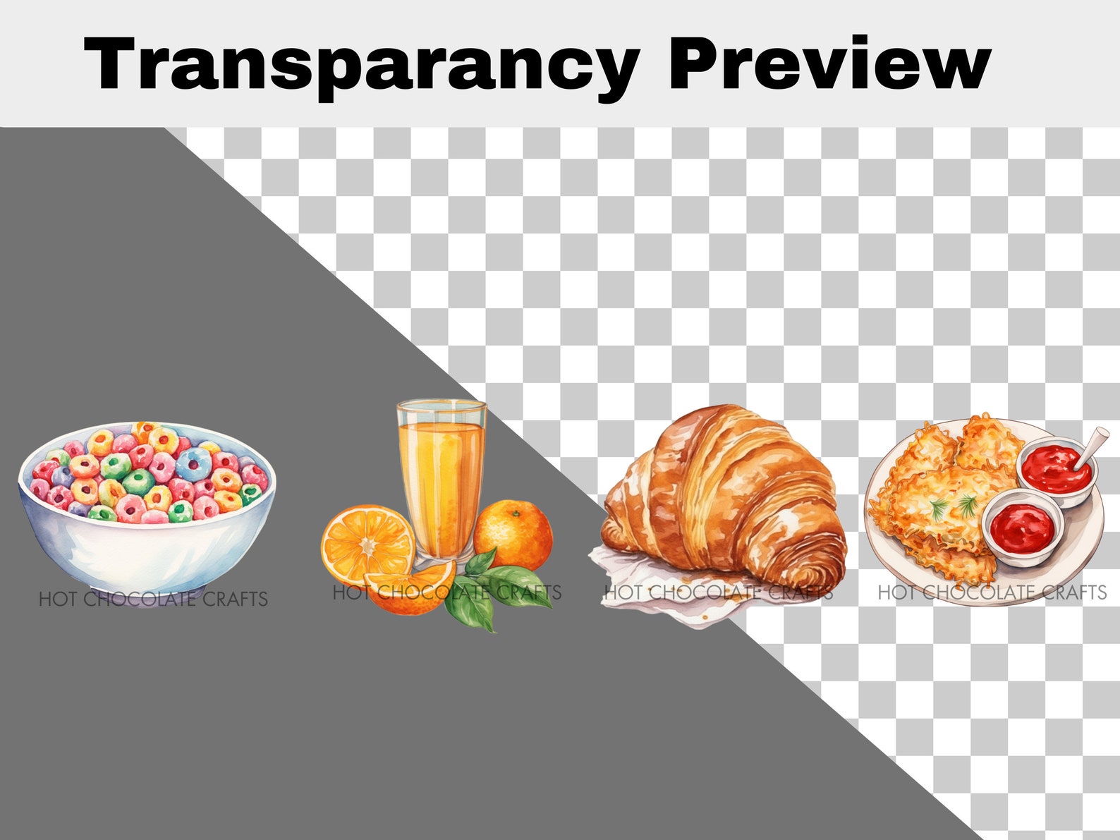37 Breakfast Food Watercolor Clipart PNG Sublimation Bundle Commercial ...