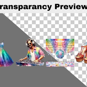 30 Disco Groovy Watercolor Clipart Sublimation Bundle PNG Commercial ...