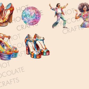30 Disco Groovy Watercolor Clipart Sublimation Bundle PNG Commercial ...