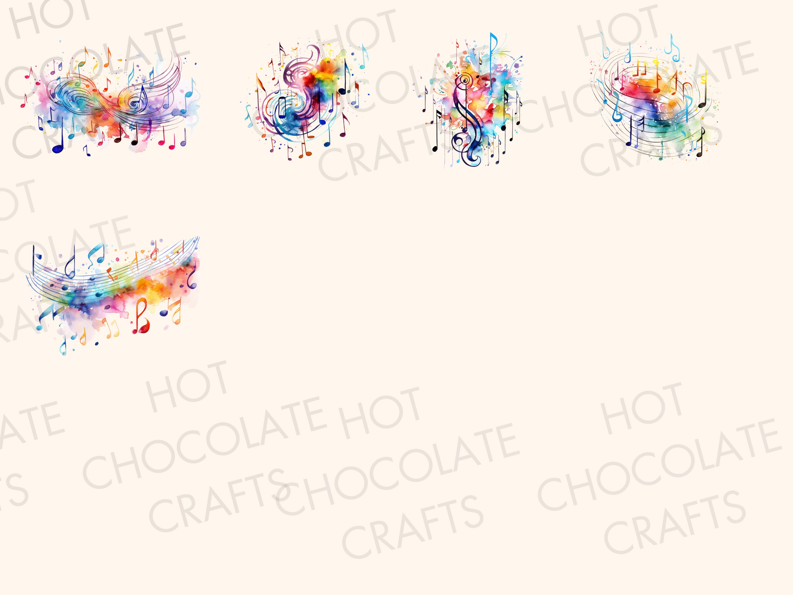 29 Music Notes Watercolor Clipart Sublimation Bundle PNG Commercial Use ...