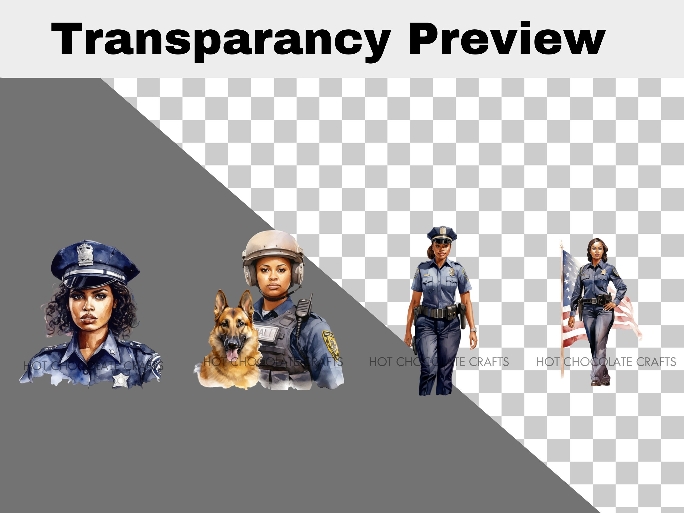 25 Black Woman Police Officers Clipart PNG Sublimation Bundle ...