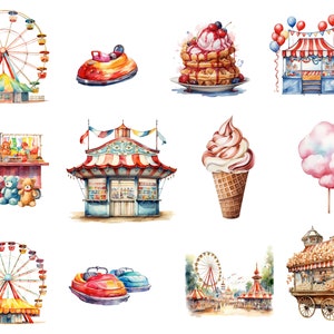 37 State Fair Carnival Festival Watercolor Clipart Sublimation Design ...
