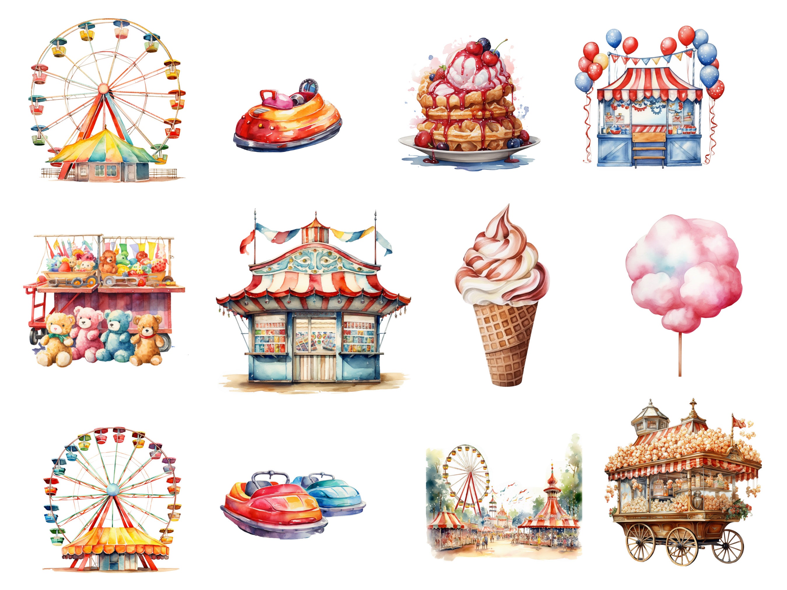 37 State Fair Carnival Festival Watercolor Clipart Sublimation Design ...