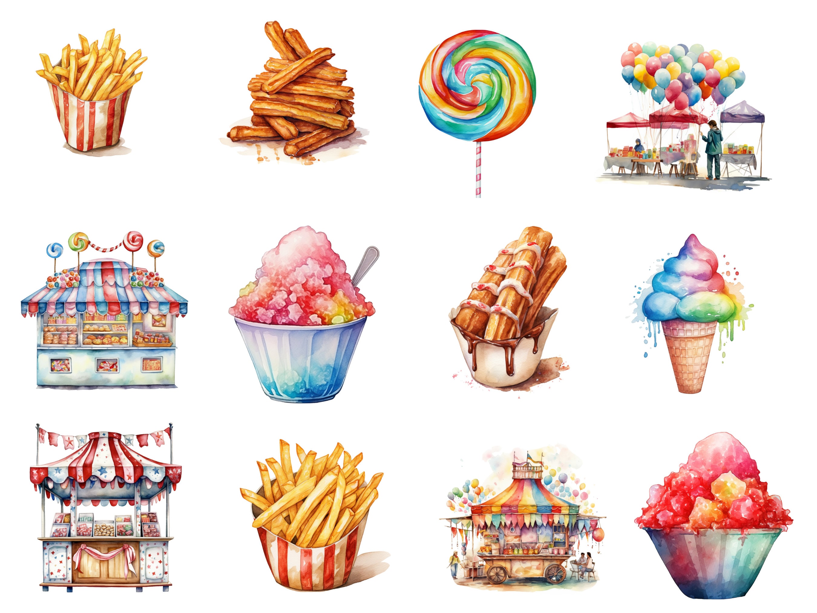 37 State Fair Carnival Festival Watercolor Clipart Sublimation Design ...