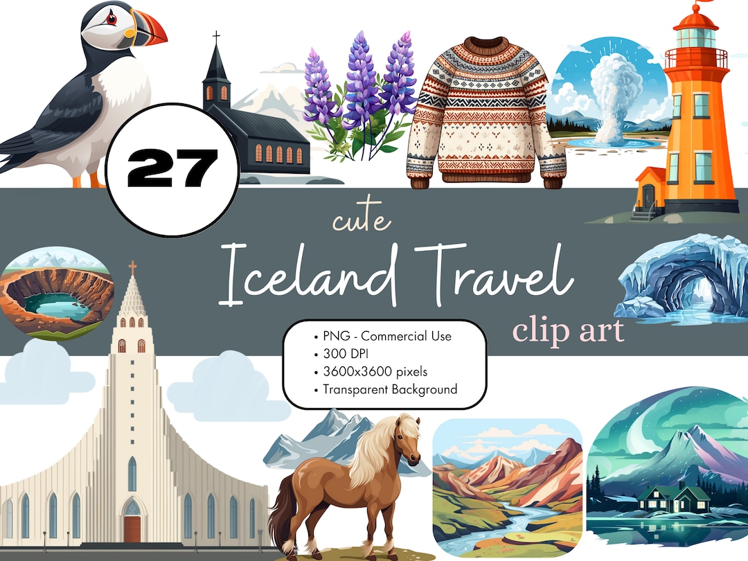 27 Iceland Travel Clipart Sublimation Design Elements Bundle PNG ...