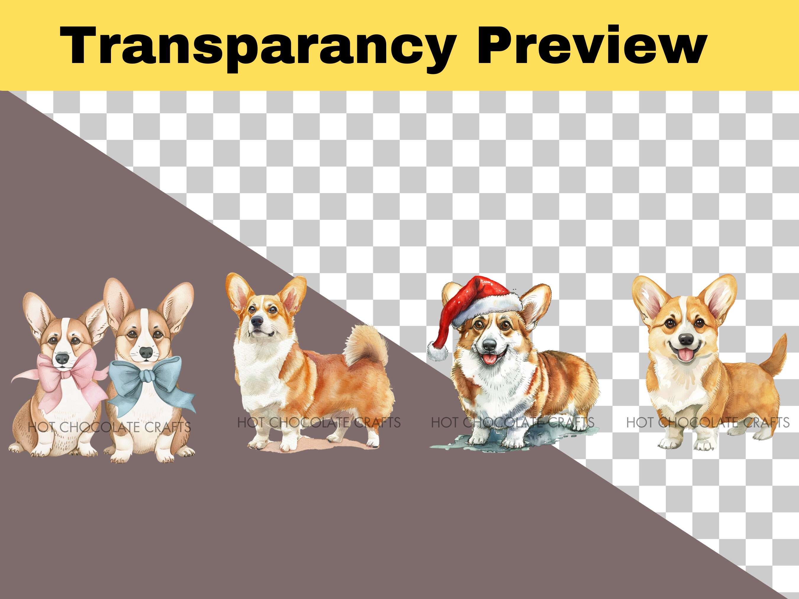 20 Corgi Watercolor Clipart PNG Sublimation Bundle Commercial Use ...