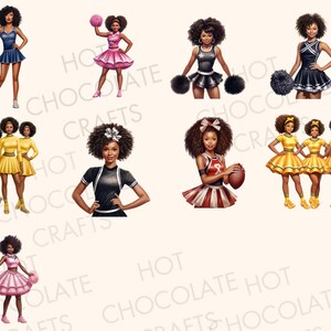 20 Black Cheerleaders Clipart Bundle, African American Women PNG ...