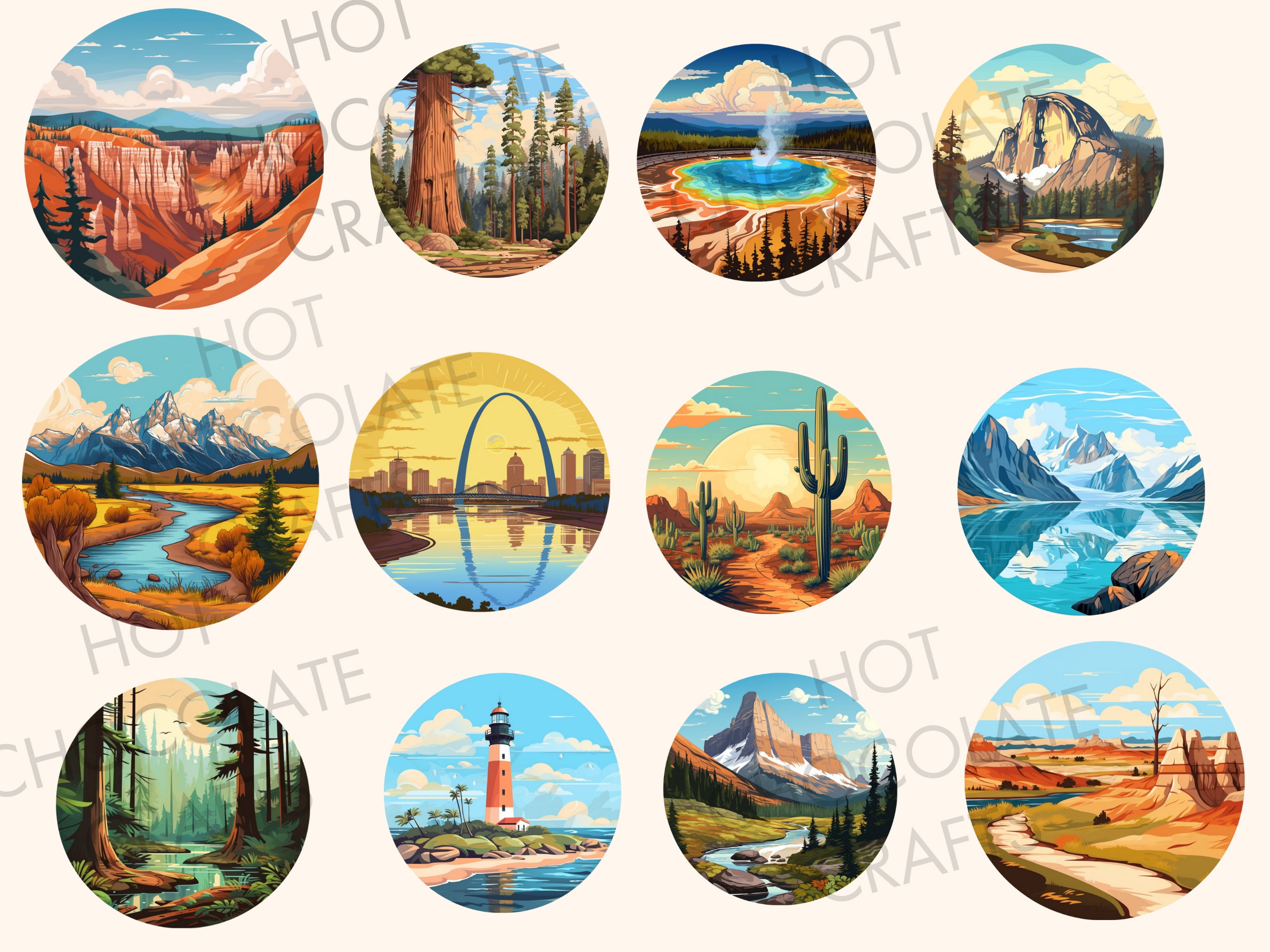 44 US National Parks Clipart Sublimation Bundle PNG Commercial Use ...