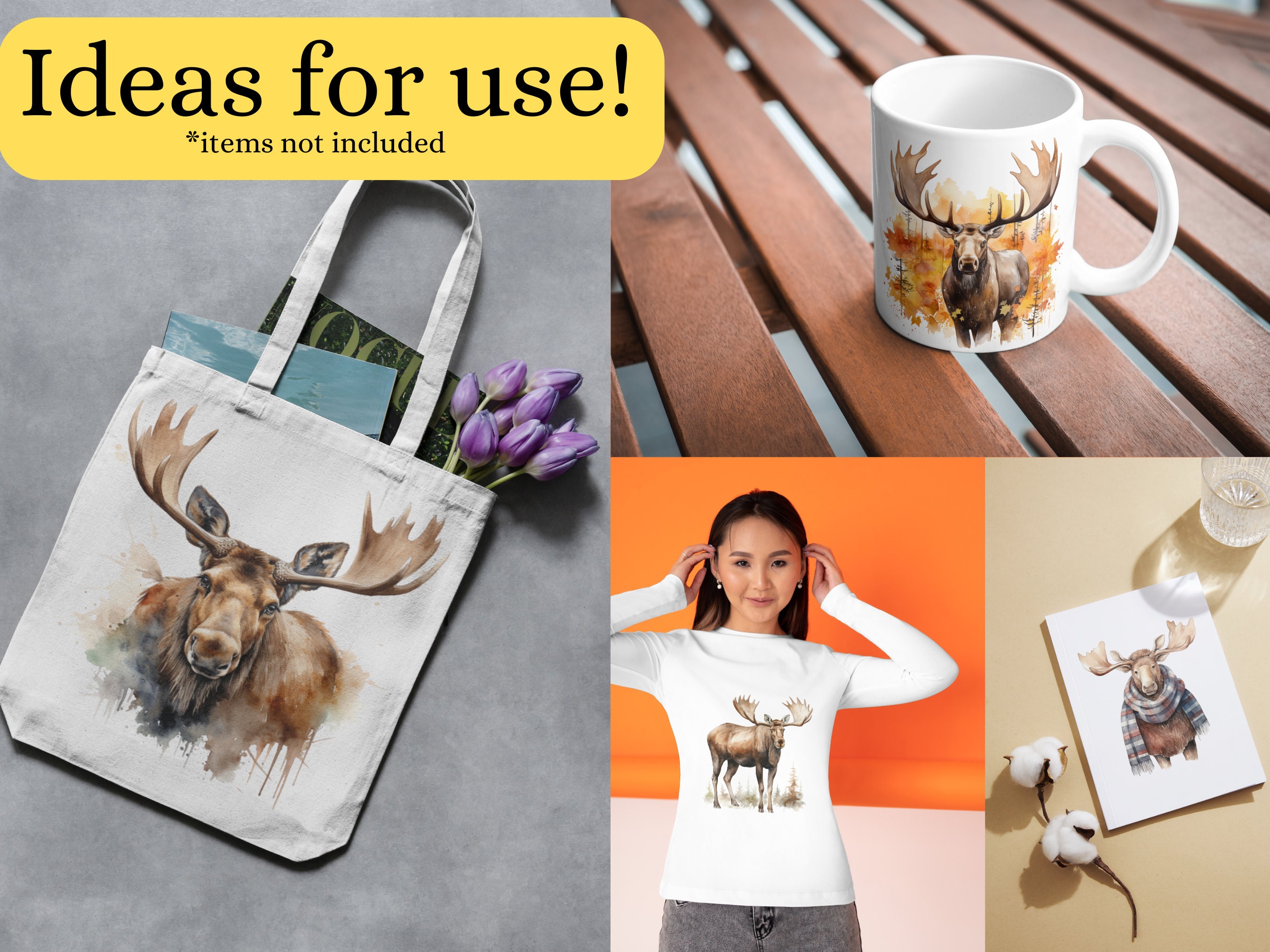 24 Moose Clipart Sublimation Bundle PNG Commercial Use Graphics Clip ...