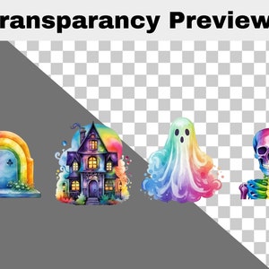 26 Rainbow Halloween Watercolor Clipart Sublimation Bundle PNG ...