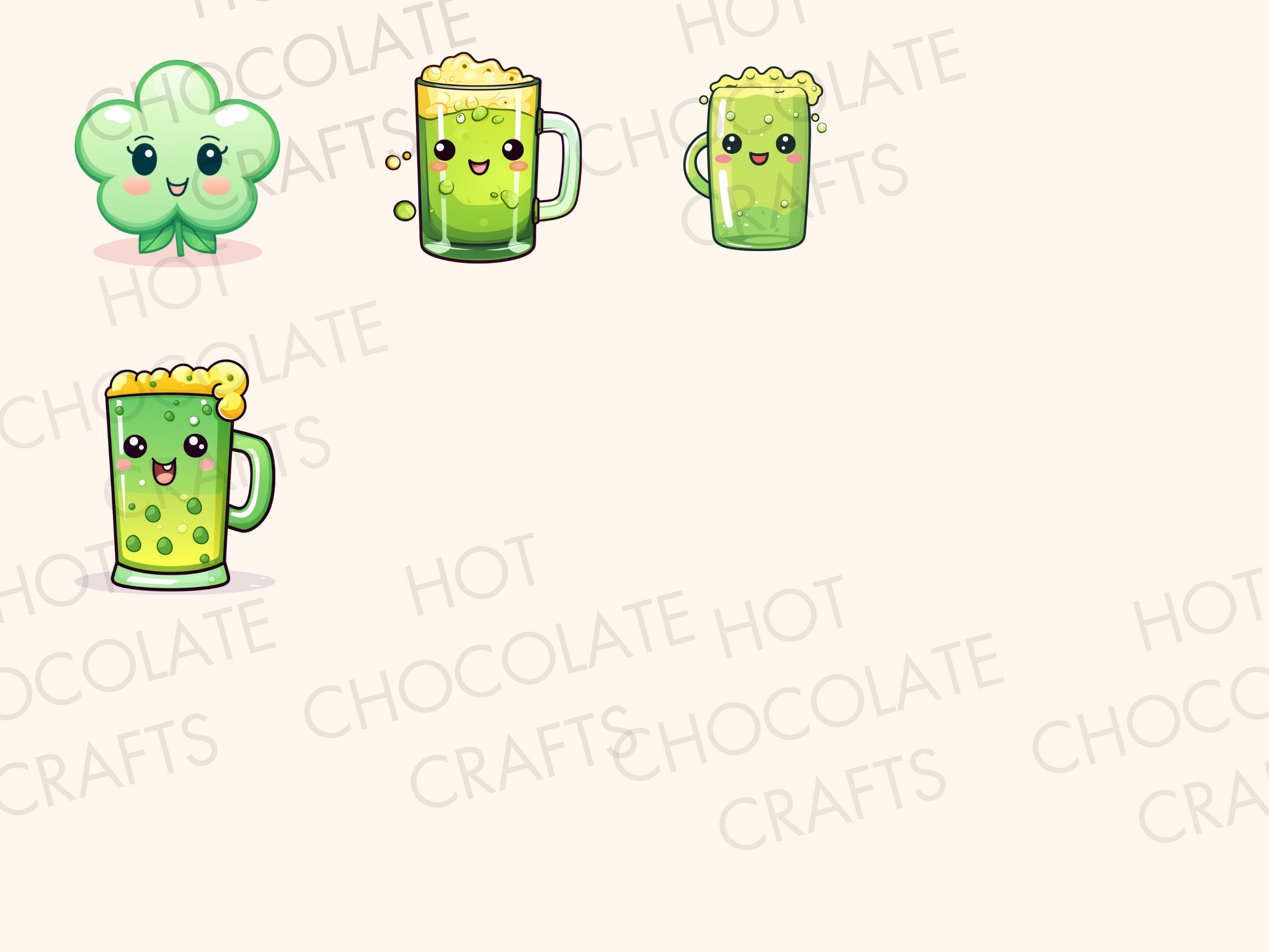 28 Kawaii St. Patrick's Day Watercolor Clipart Sublimation Bundle PNG ...