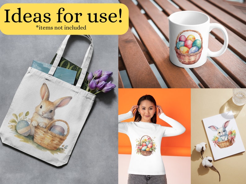 30 Easter Baskets Watercolor Clipart Sublimation Bundle PNG Commercial ...