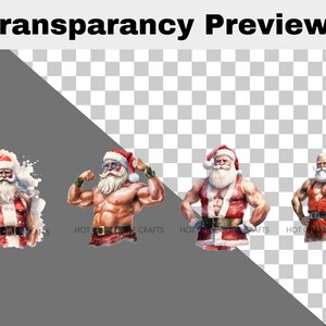 17 Bodybuilder Buff Santa Claus Watercolor Clipart Sublimation Bundle ...