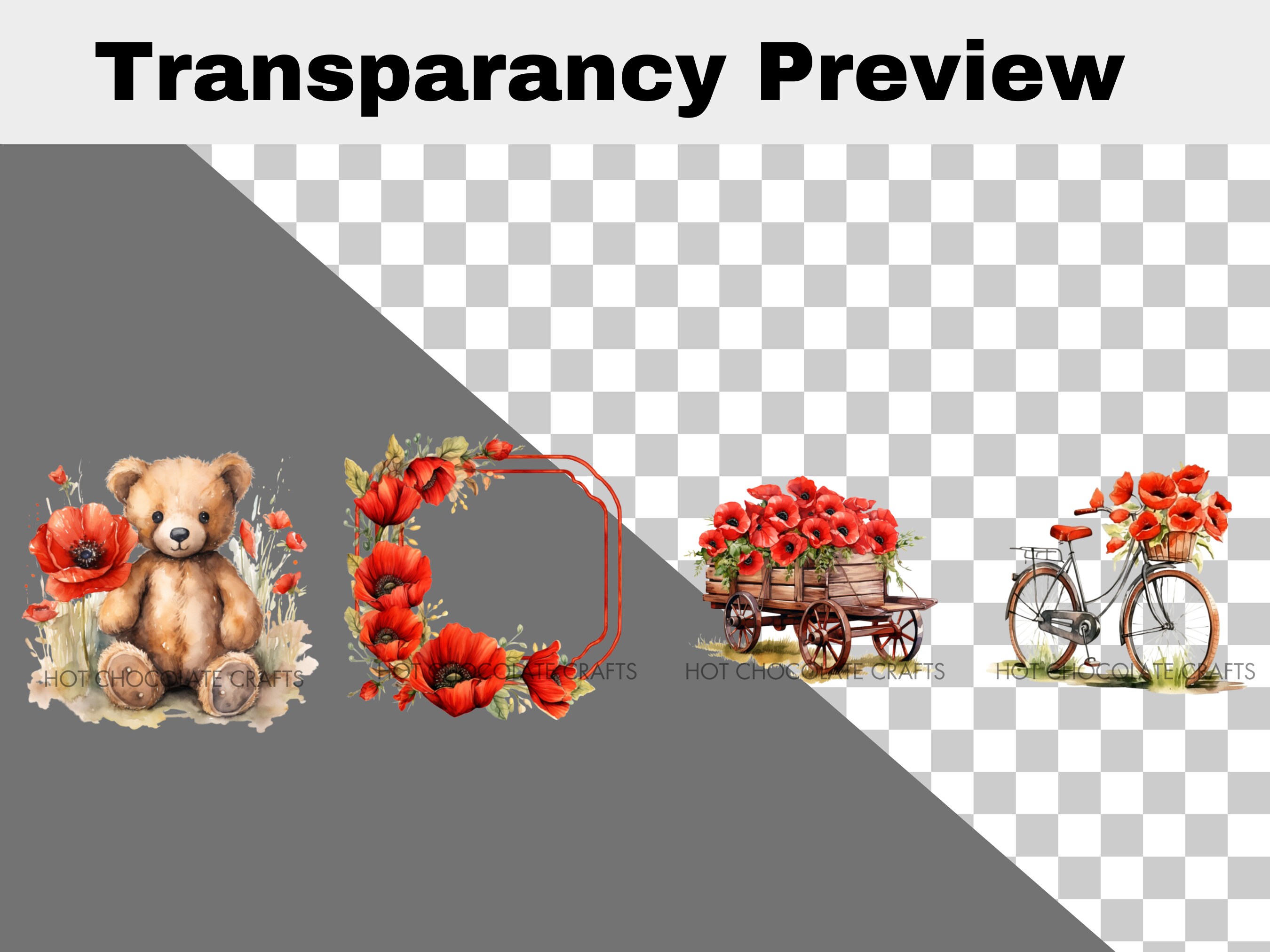 33 Poppies Watercolor Clipart Sublimation Bundle PNG Commercial Use ...