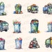 36 Garbage Trash Watercolor Clipart PNG Sublimation Bundle Commercial ...