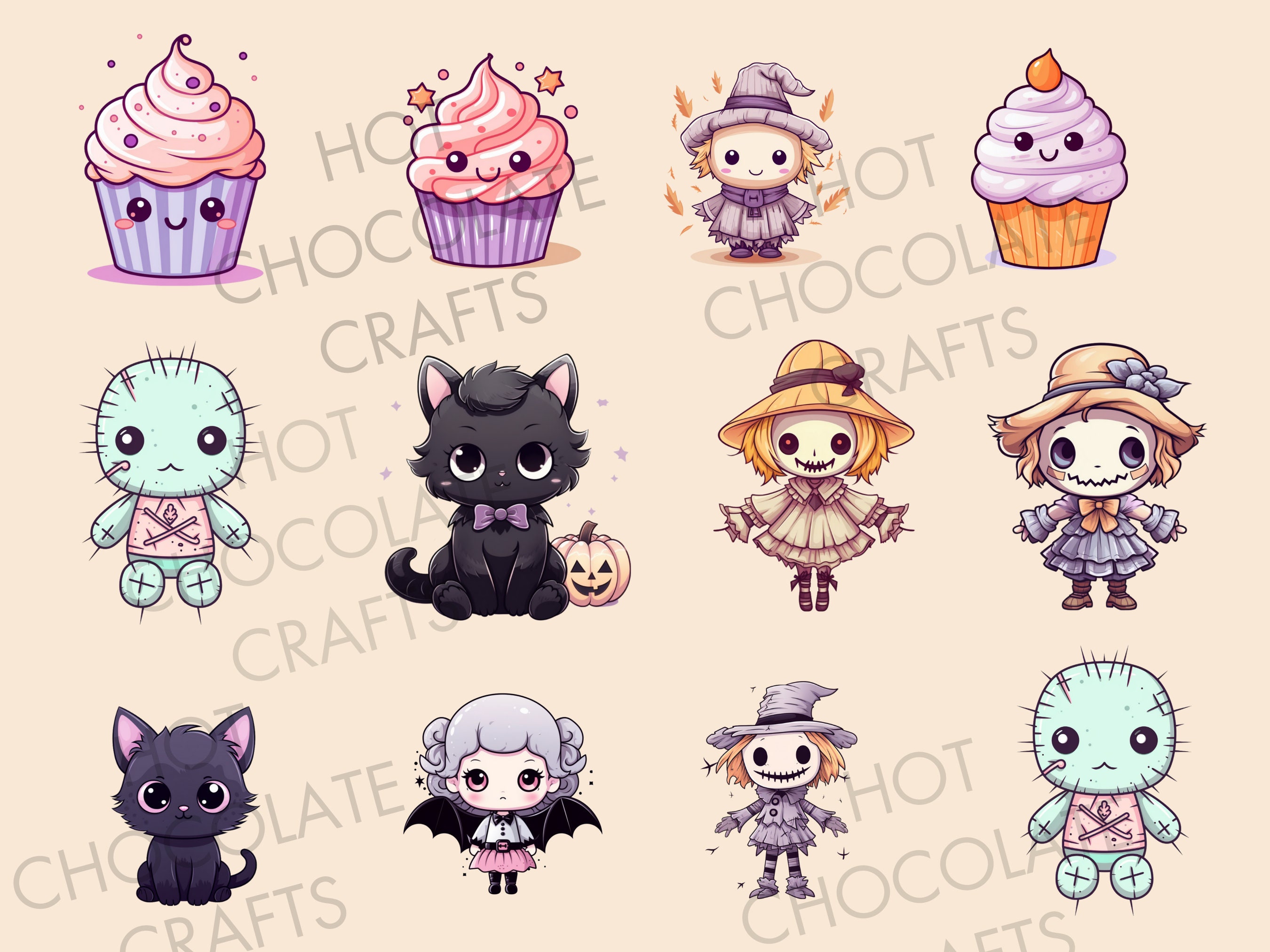 47 Kawaii Pastel Halloween PNG Cute Clipart Ghost Sublimation - Etsy