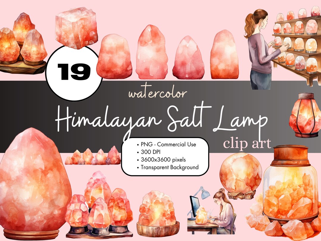 19 Himalayan Salt Lamp Watercolor Clipart PNG Sublimation Bundle ...