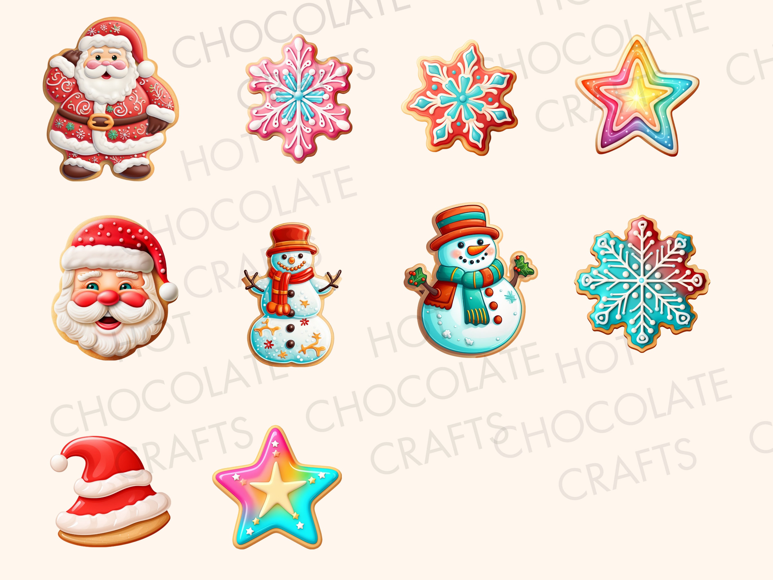 22 Christmas Sugar Cookies Clipart Sublimation Bundle PNG Commercial ...