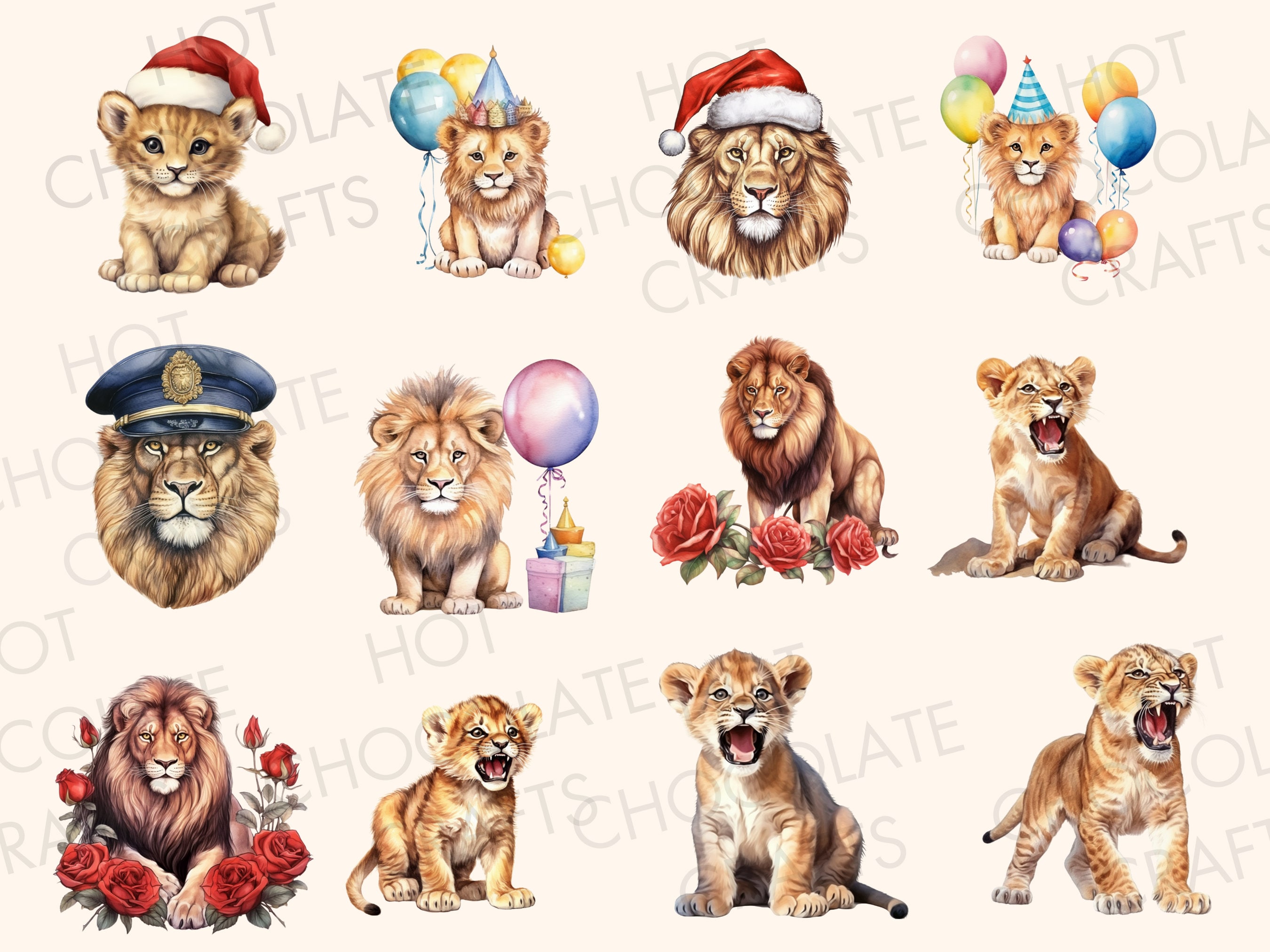 53 Lions Clipart PNG Sublimation Bundle Commercial Use Graphics Vintage ...