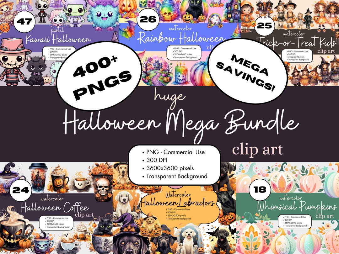 400+ Halloween Mega Bundle Clipart Sublimation Bundle PNG Commercial ...