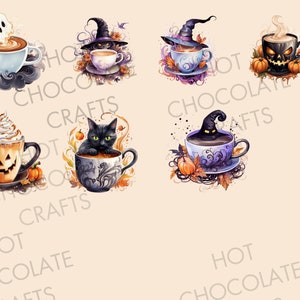 19 Halloween Coffee Watercolor Clipart PNG Sublimation Bundle ...