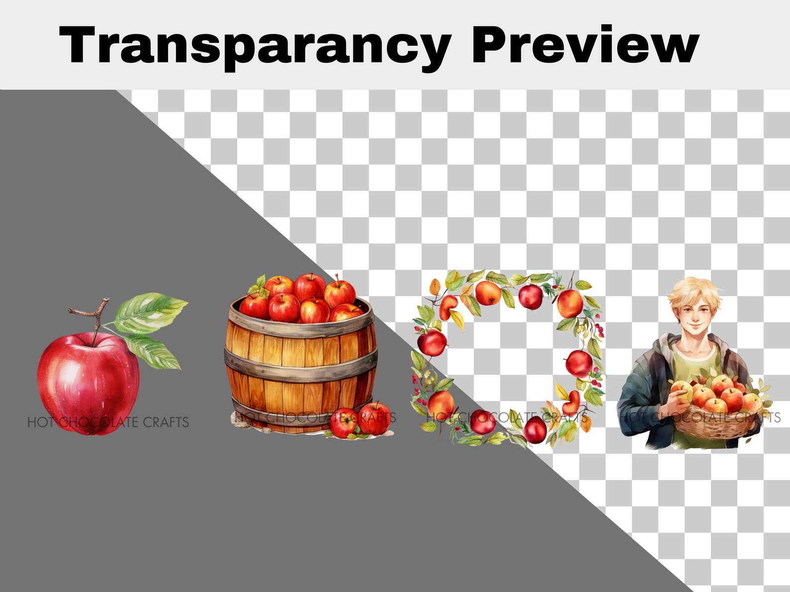 42 Fall Apples Picking Watercolor Clipart Sublimation Bundle PNG ...