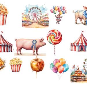 37 State Fair Carnival Festival Watercolor Clipart Sublimation Design ...