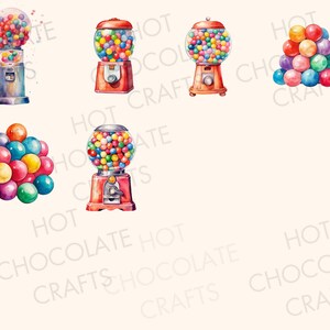 18 Gumball Machine Watercolor Clipart PNG Sublimation Bundle Commercial ...