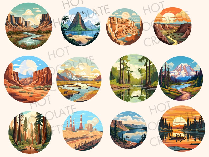 44 US National Parks Clipart Sublimation Bundle PNG Commercial Use ...