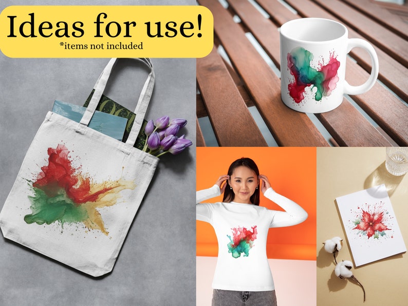 22 Watercolor Christmas Splash Clipart Sublimation Bundle PNG ...