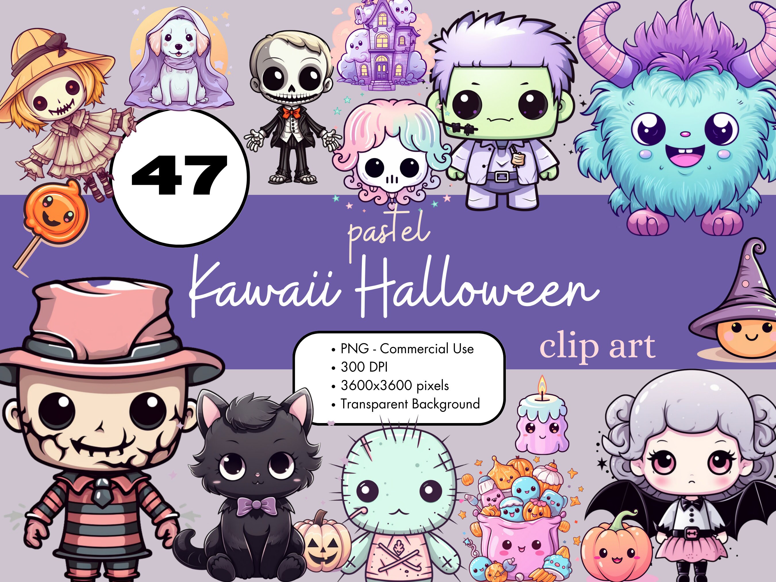 47 Kawaii Pastel Halloween PNG Cute Clipart Ghost Sublimation - Etsy