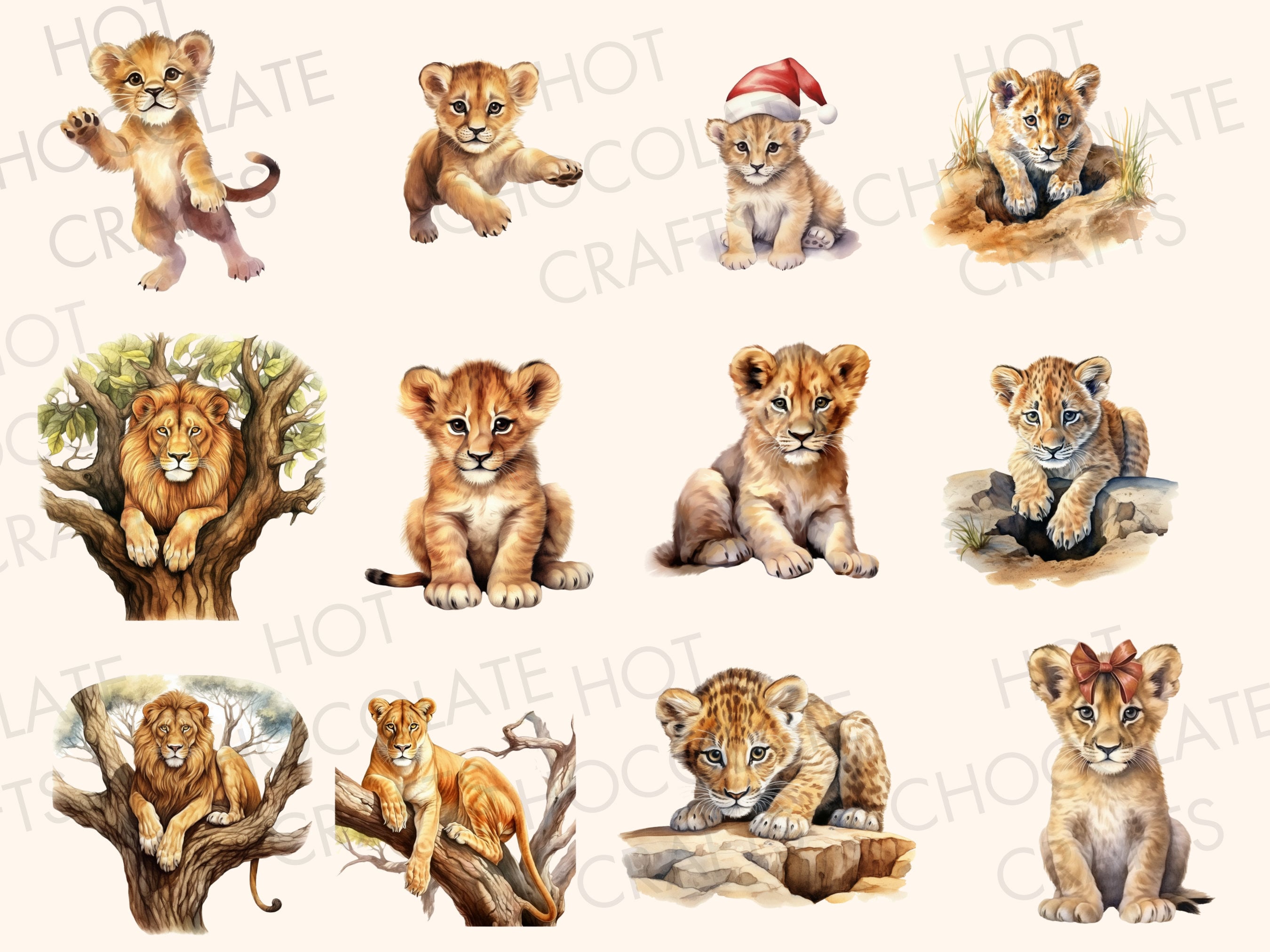53 Lions Clipart PNG Sublimation Bundle Commercial Use Graphics Vintage ...