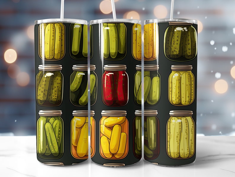 Pickles Cute Doodle 20oz Skinny Straight Tumbler Wrap Sublimation PNG 9 ...
