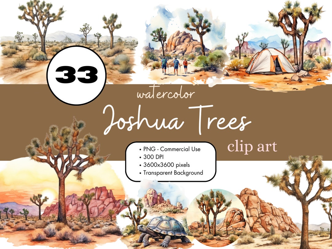 33 Joshua Trees Watercolor Clipart Sublimation Bundle PNG Commercial ...