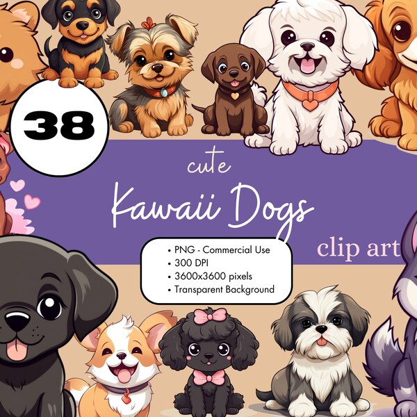 Cute Dog Clipart - Etsy