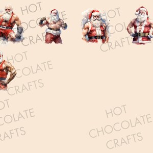 17 Bodybuilder Buff Santa Claus Watercolor Clipart Sublimation Bundle ...