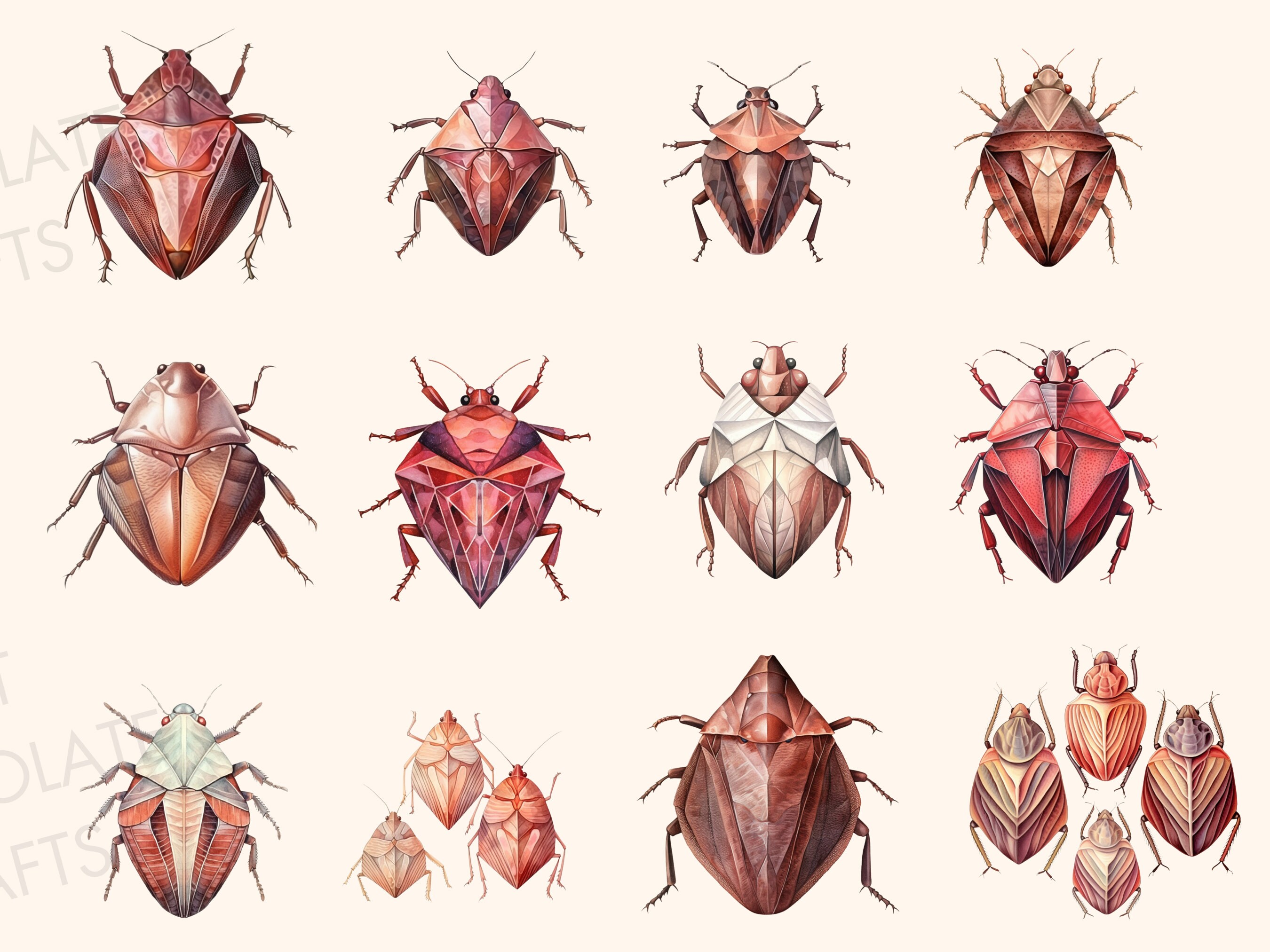 14 Stinkbugs Clipart PNG Sublimation Bundle Commercial Use Graphics ...
