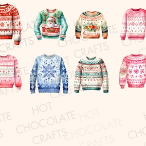 20 Ugly Christmas Sweater Clipart Bundle, Clothing PNG Sublimation ...