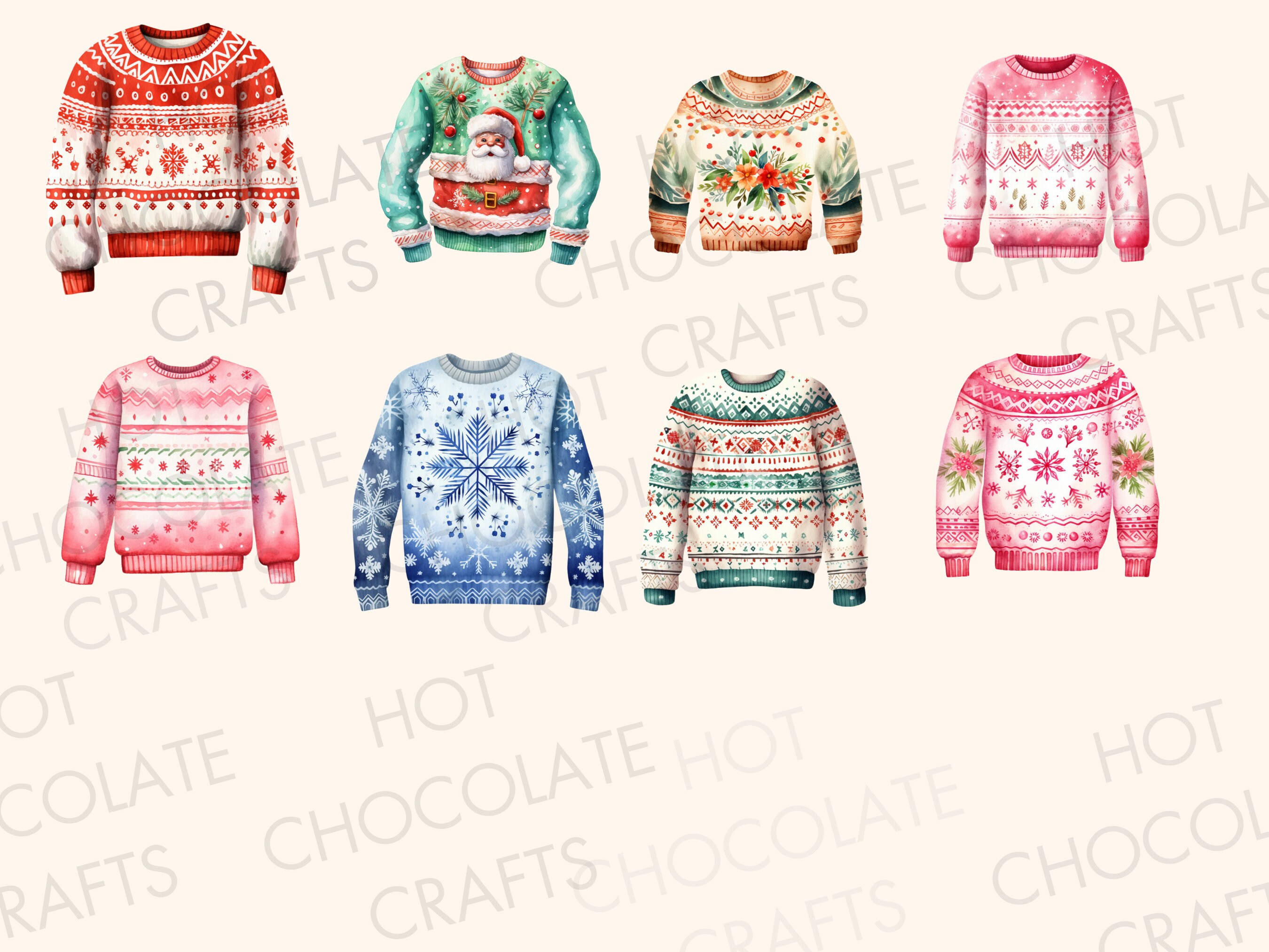 20 Ugly Christmas Sweater Clipart Bundle, Clothing PNG Sublimation ...