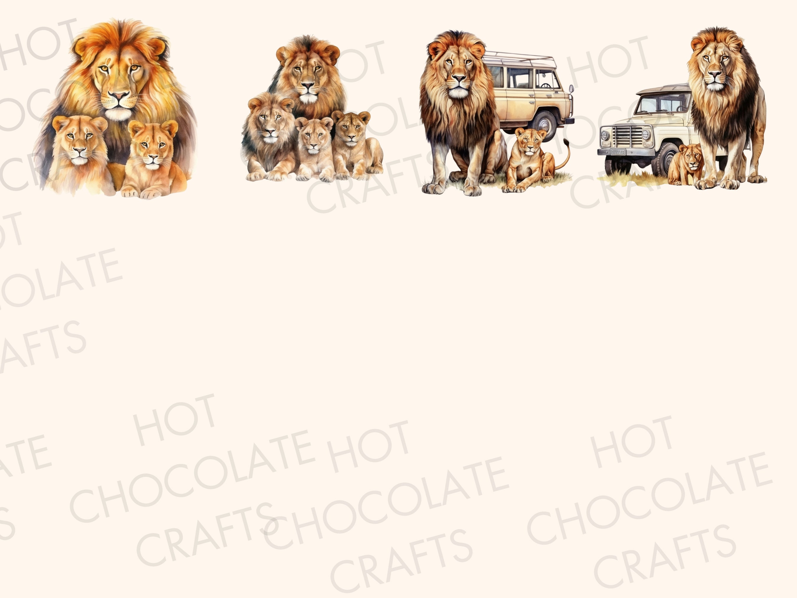 53 Lions Clipart PNG Sublimation Bundle Commercial Use Graphics Vintage ...